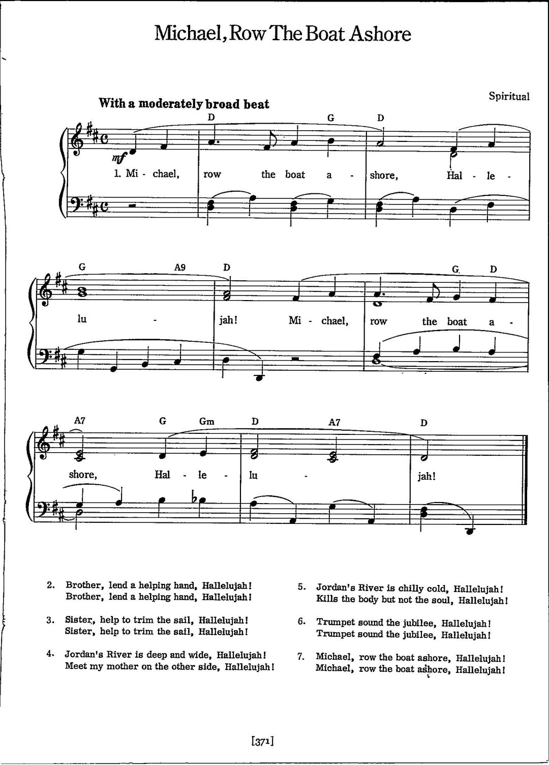 Michael Row the Boat Ashore Sheet Music - Digital Printable Spiritual ...