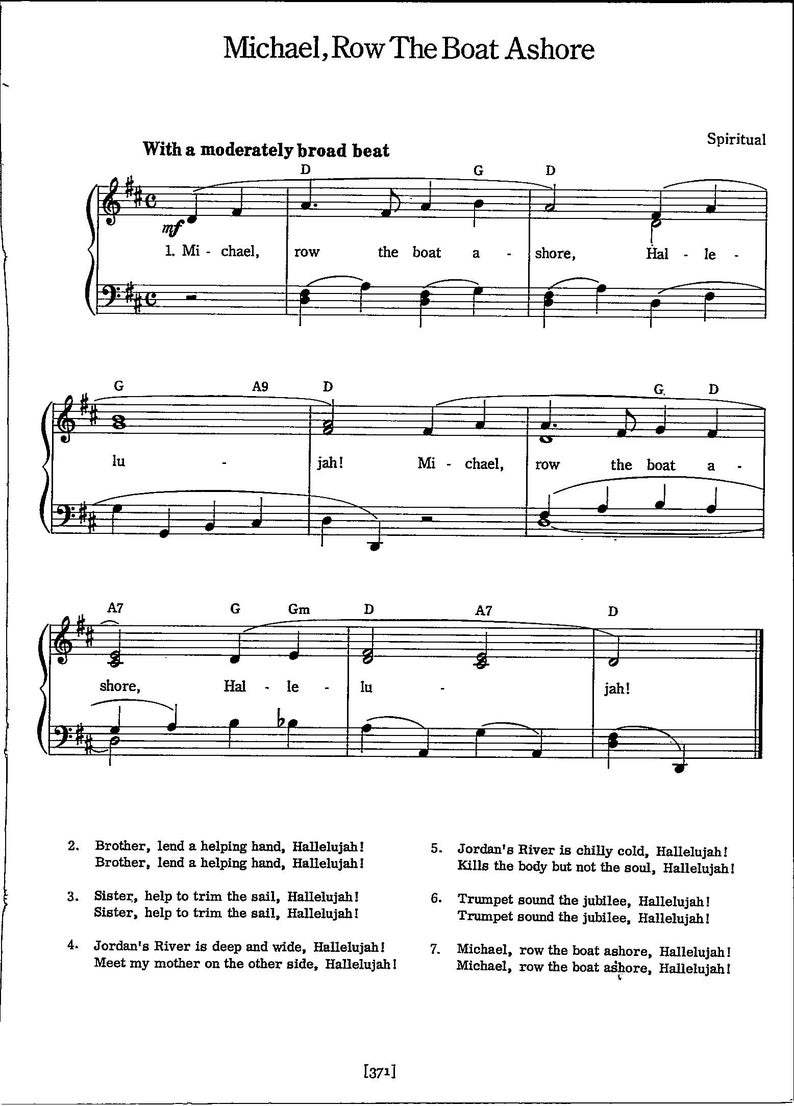Michael Row the Boat Ashore Sheet Music - Digital Printable Spiritual ...
