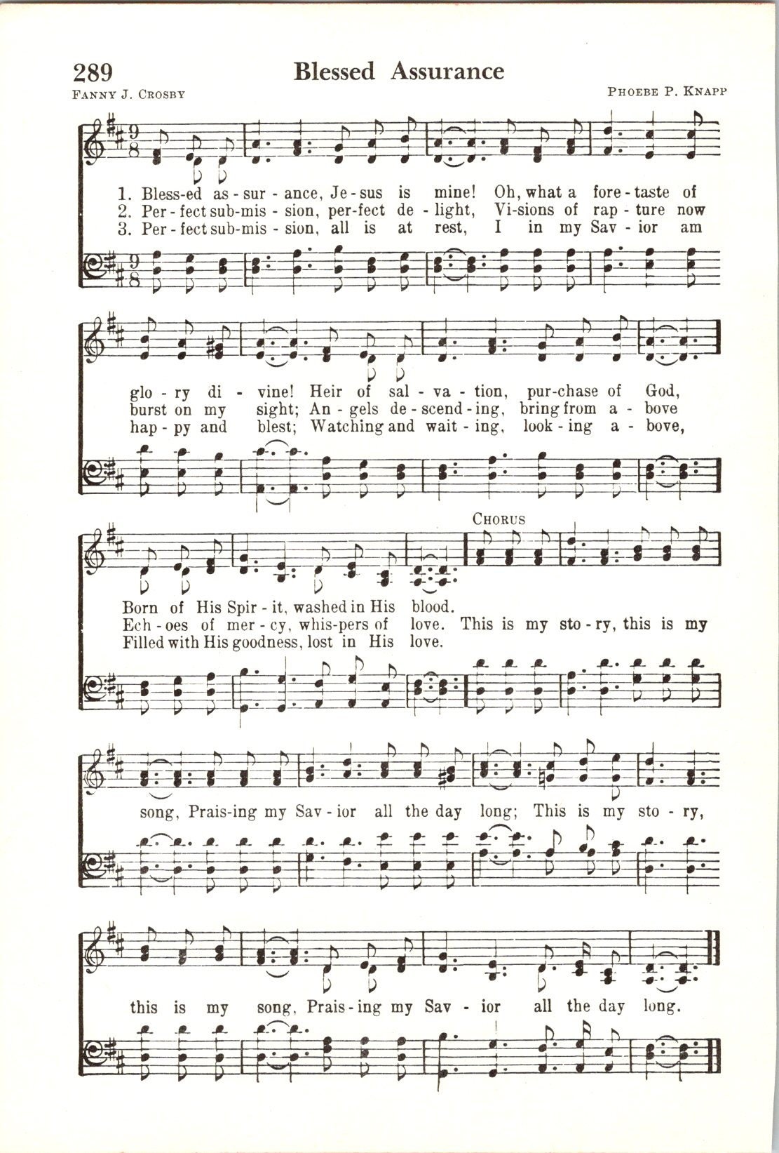 Blessed Assurance Digital Hymn Sheet Music Key Of D Etsy
