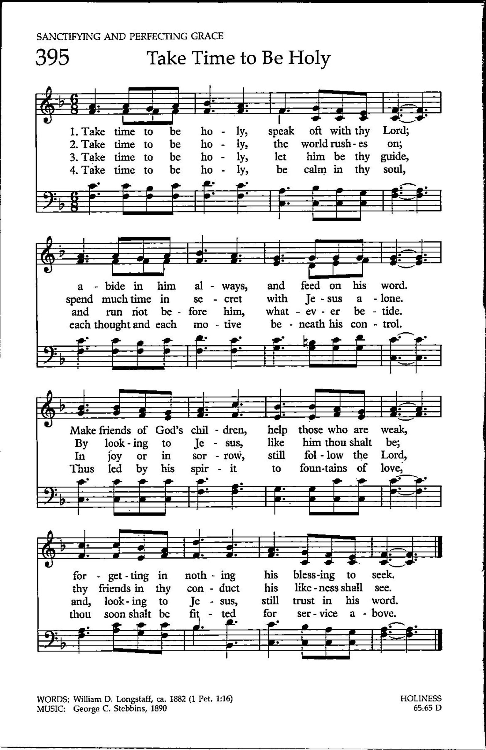 Take Time to BE Holy - Digital Hymn Tune Sheet Music Key of F - Etsy