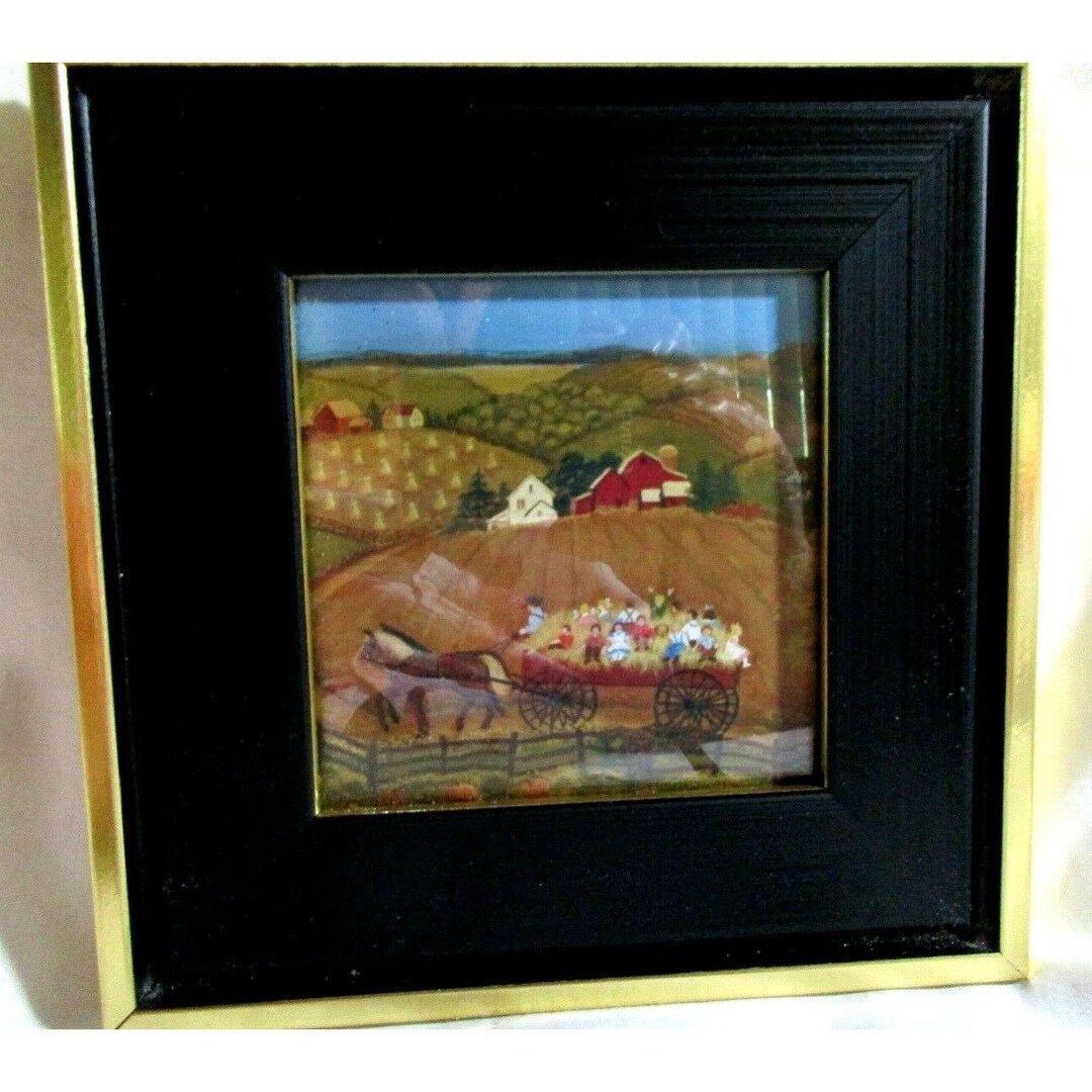 Mary Singleton Folk Art the Hay Ride Calendar Framed Print 4" X 4" - Etsy
