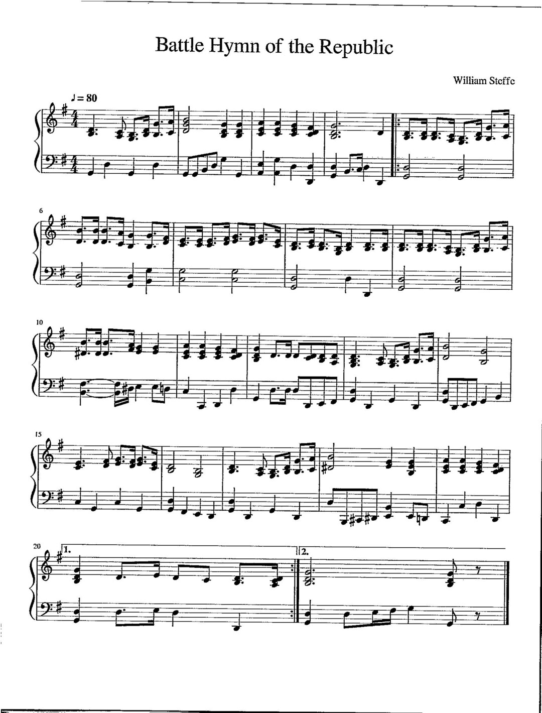 Battle Hymn of the Republic - Digital Download Piano Solo ...