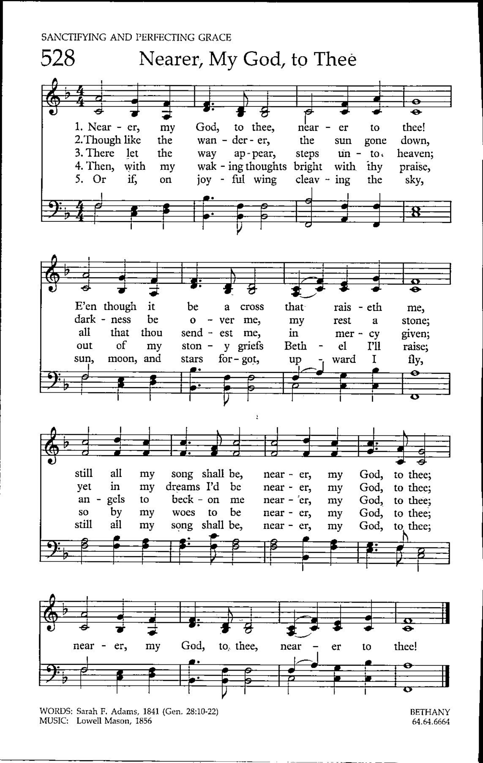Nearer My God to Thee - Hymn Book Sheet Music - Digital Download Key of ...