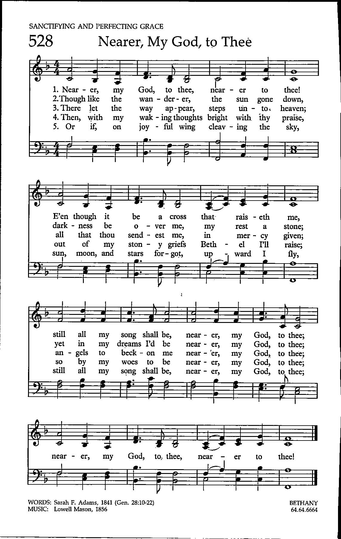 Nearer My God to Thee - Hymn Book Sheet Music - Digital Download Key of F - Etsy