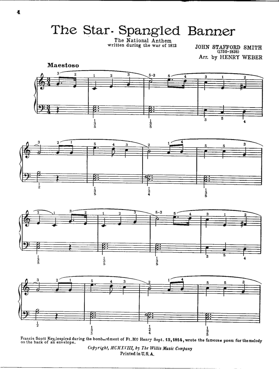 The Star-spangled Banner National Anthem - Digital Sheet Music ...