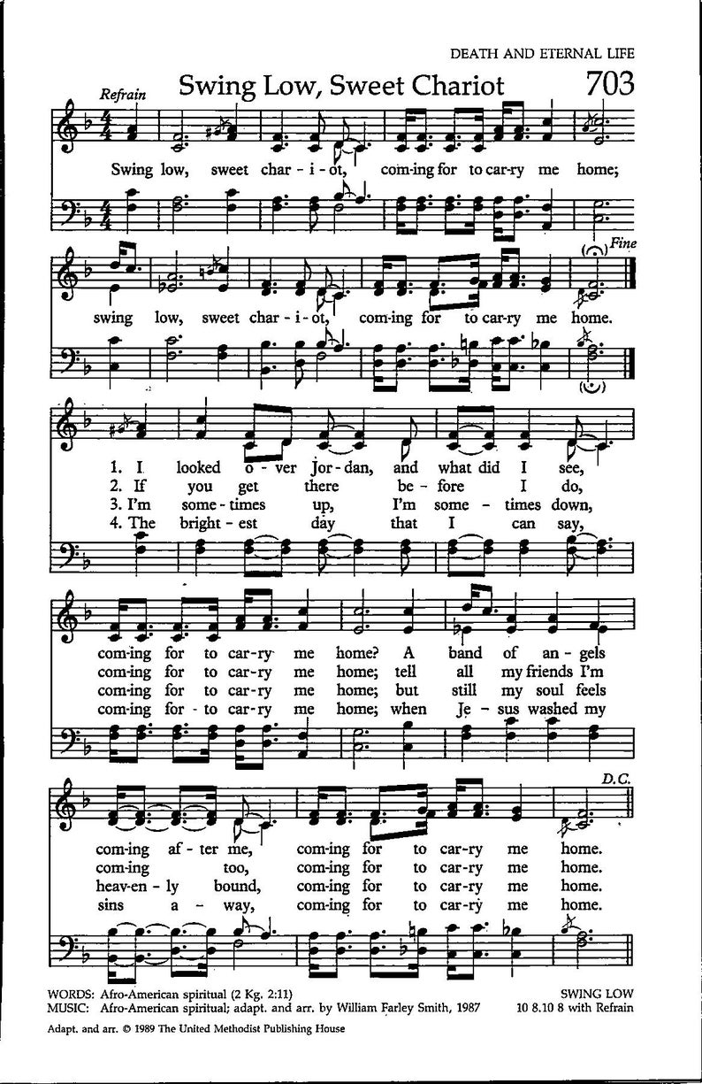 Swing Low Sweet Chariot - Digital Hymn Spiritual for Piano Organ Vocal ...