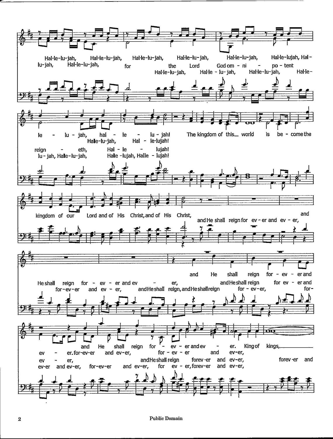 Hallelujah Chorus by Handel - Digital Printable Hymn Tune SATB - Key of ...