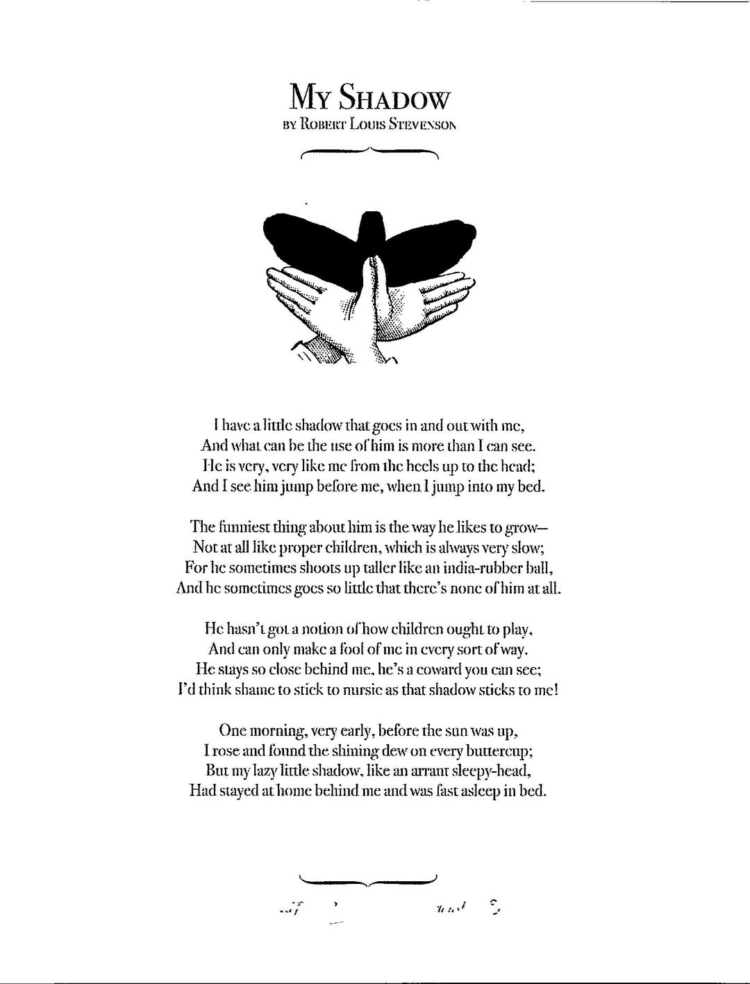 My Shadow - Digital Printable Poem by Robert Louis Stevenson - Etsy