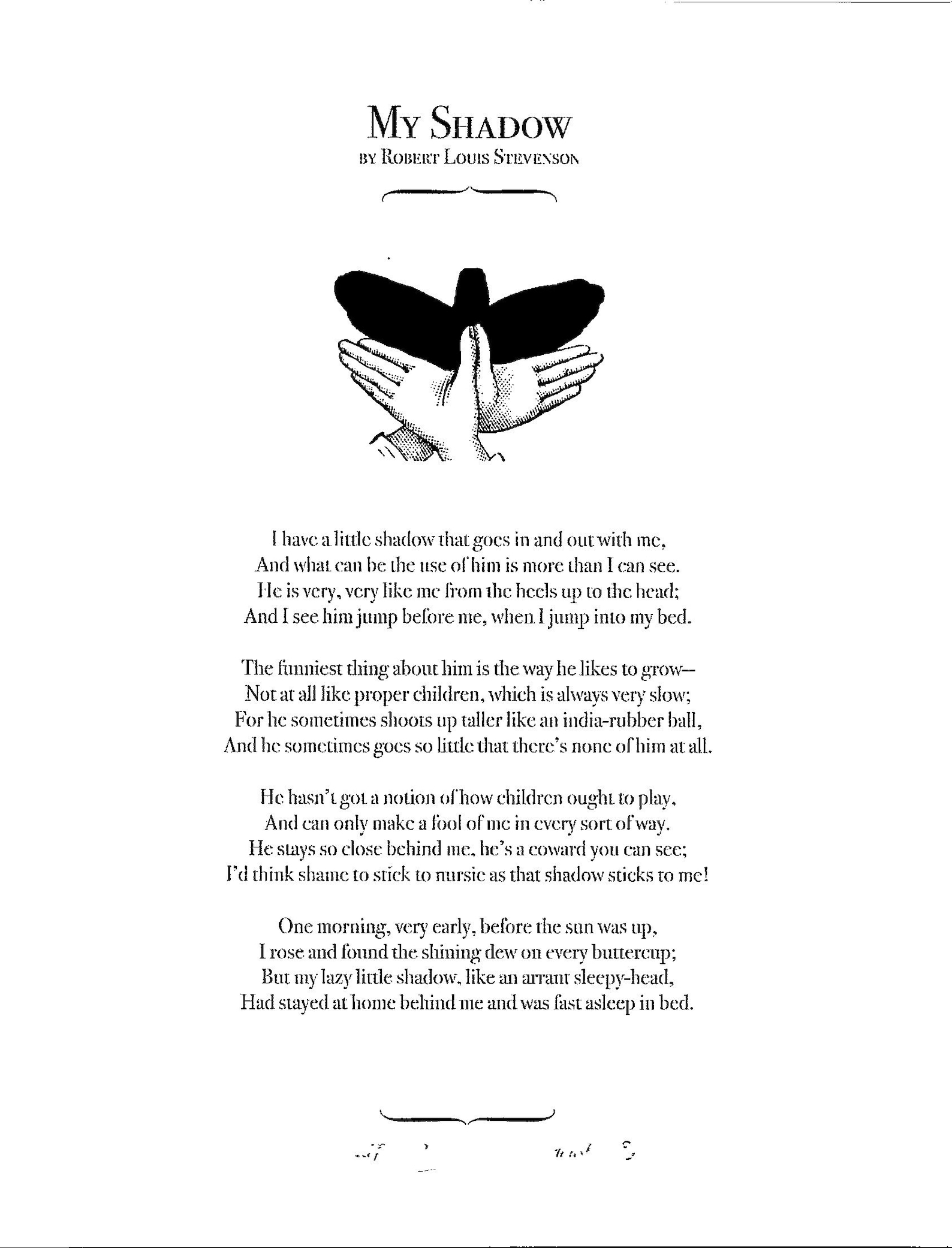 My Shadow - Digital Printable Poem by Robert Louis Stevenson - Etsy