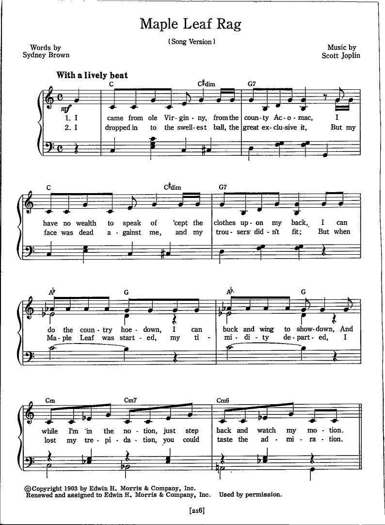 Maple Leaf Rag by Scott Joplin - Digital Sheet Music Complete With ...