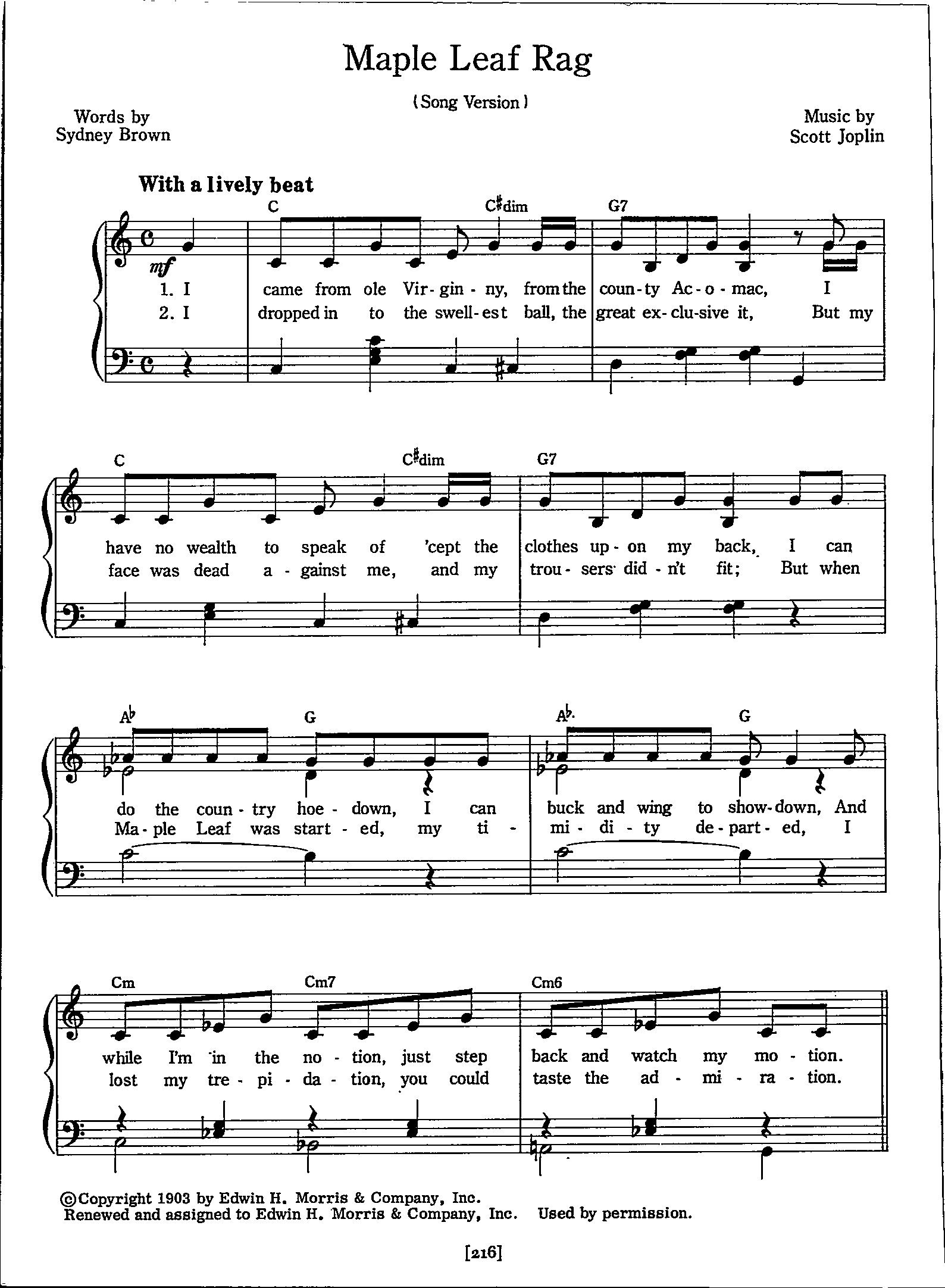 Maple Leaf Rag by Scott Joplin - Digital Sheet Music Complete With ...