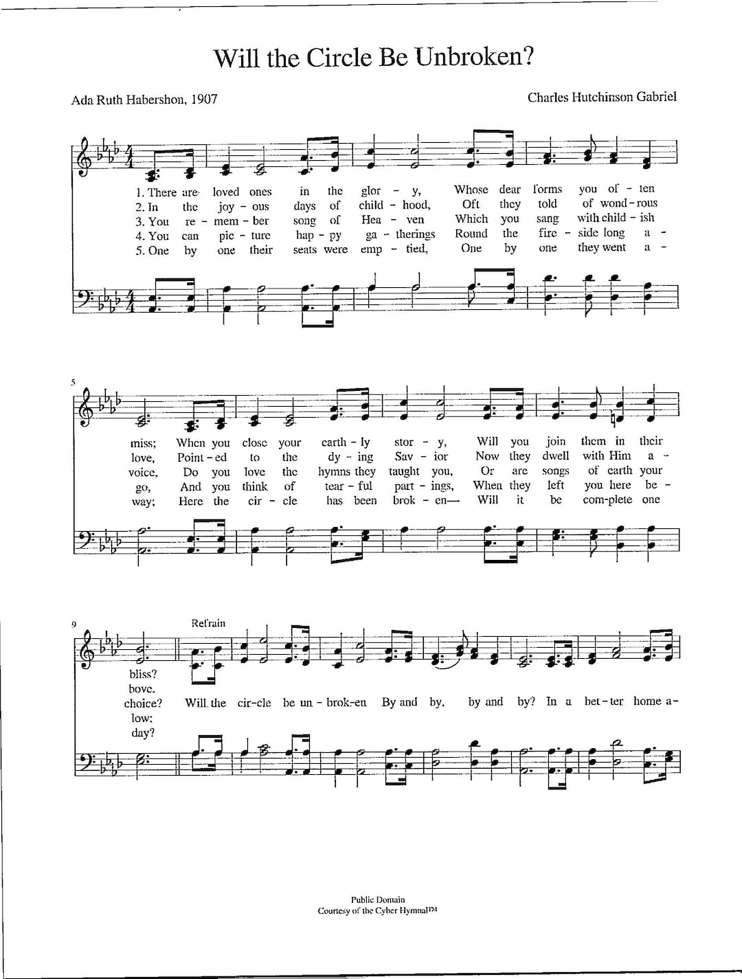 Will the Circle Be Unbroken? - Digital Download Hymn Tune for Piano ...
