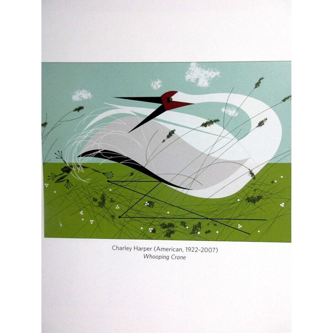 Charley Harper- WHOOPING CRANE Calendar Page Art Print 5.5"x 8.25" - Etsy