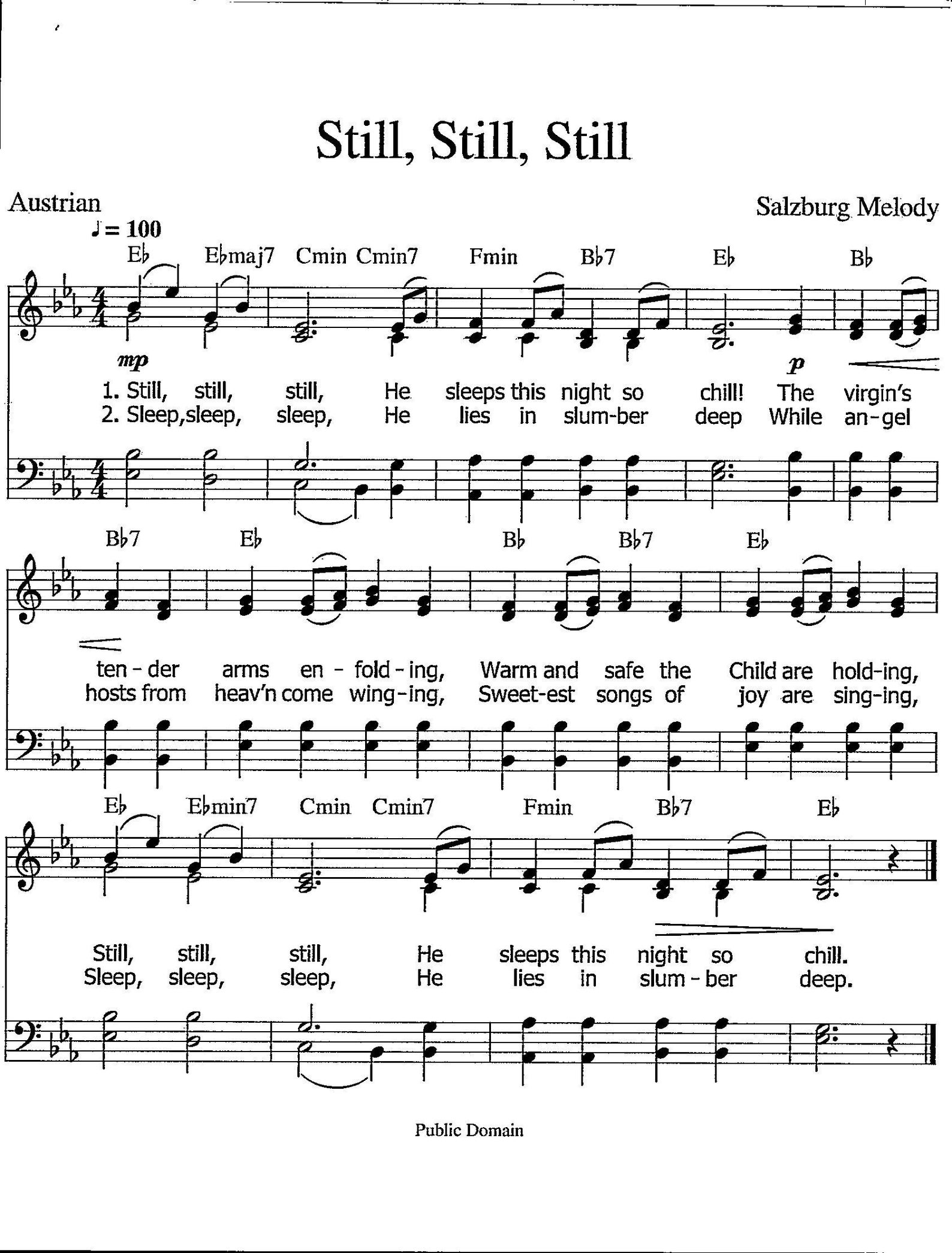 Still, Still, Still - Digital Printable Hymn Tune With Lyrics - Key of ...