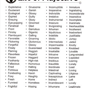 List of Adjectives for Students and Teachers - Intermediate Thru ...