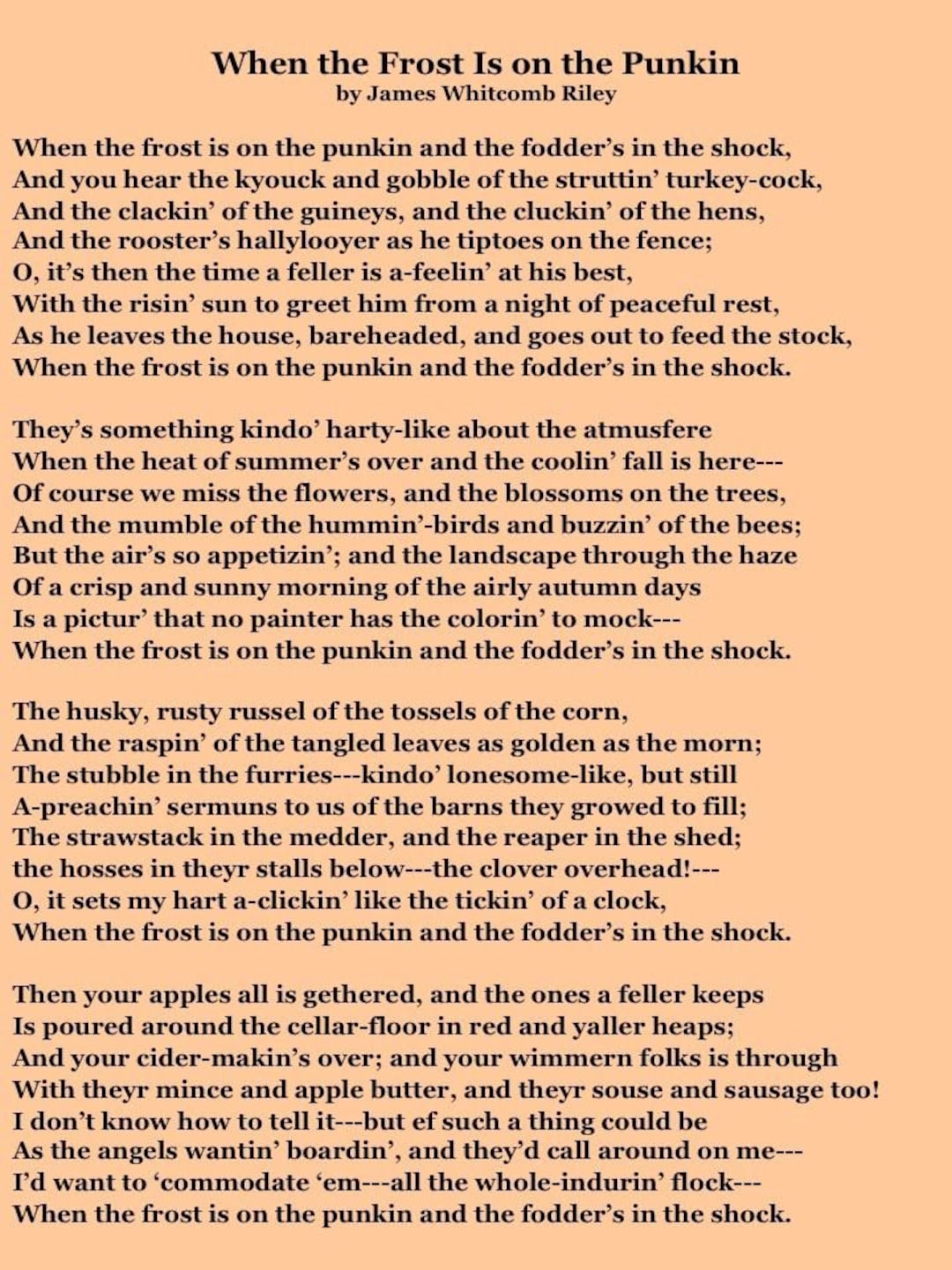When the Frost is on the Punkin by James Whitcomb Riley - Digital Poem ...