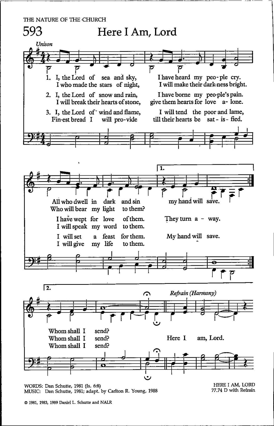Here I Am Lord - Digital Hymn Sheet Music Key of G Intermediate Piano & Vocal - Etsy