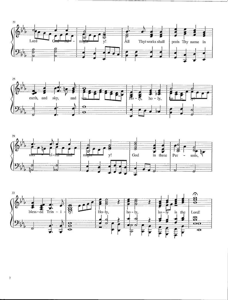 Holy Holy Holy! Lord God Almighty - Digital Hymn Tune Sheet Music With ...