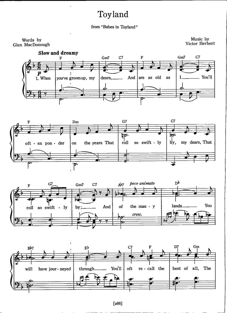 Toyland Sheet Music - Digital Christman Tune - Key of F - Etsy
