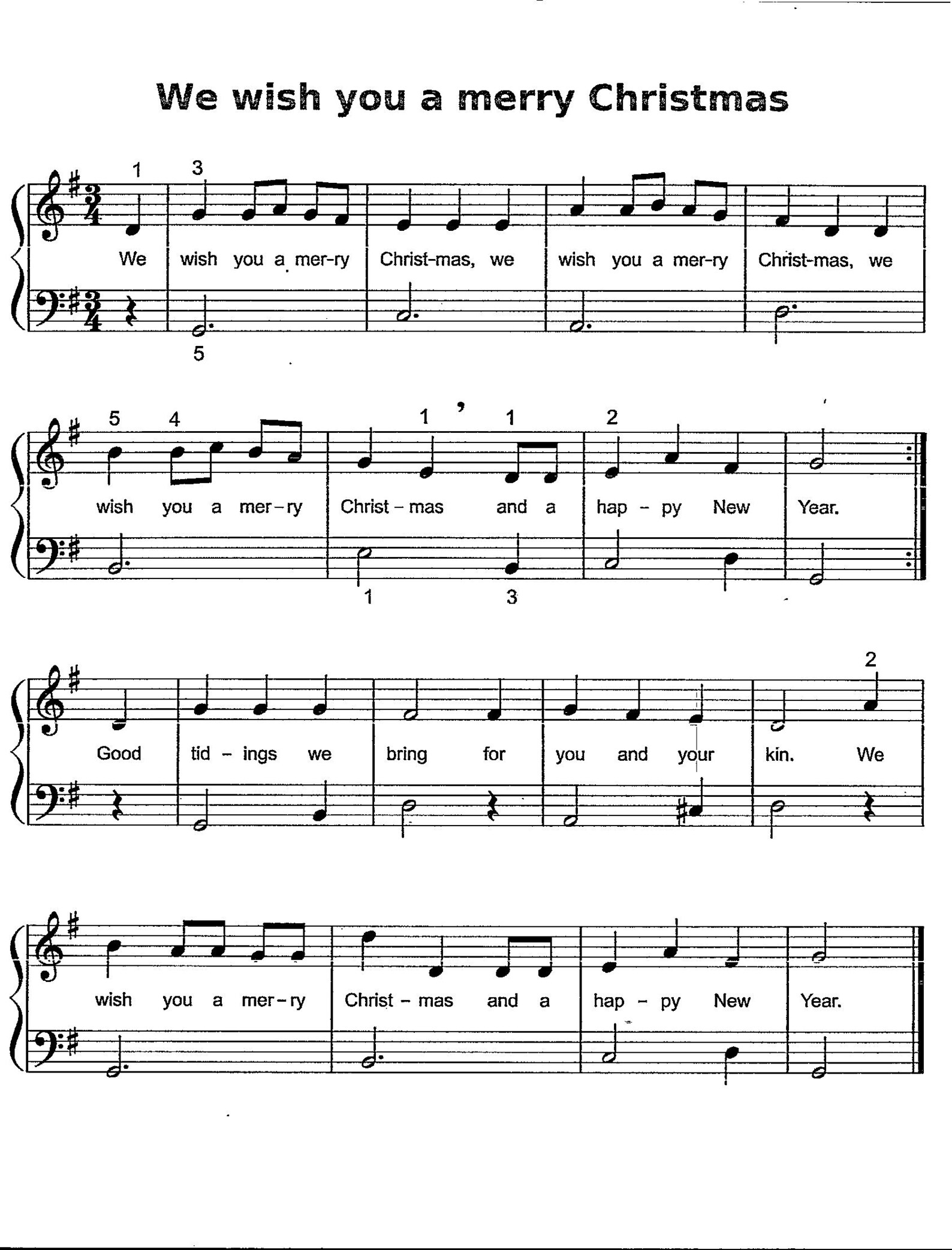 We Wish You a Merry Christmas - Easy Teaching Digital Piano With Lyrics ...