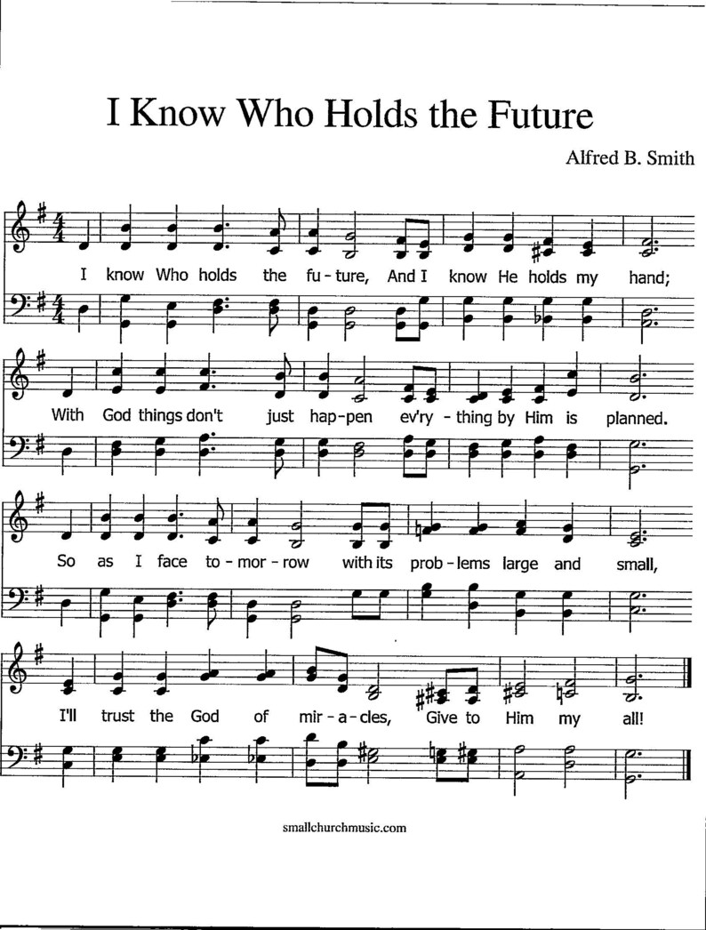 I Know Who Holds the Future - Digital Printable Hymn Tune - Key of G - Etsy