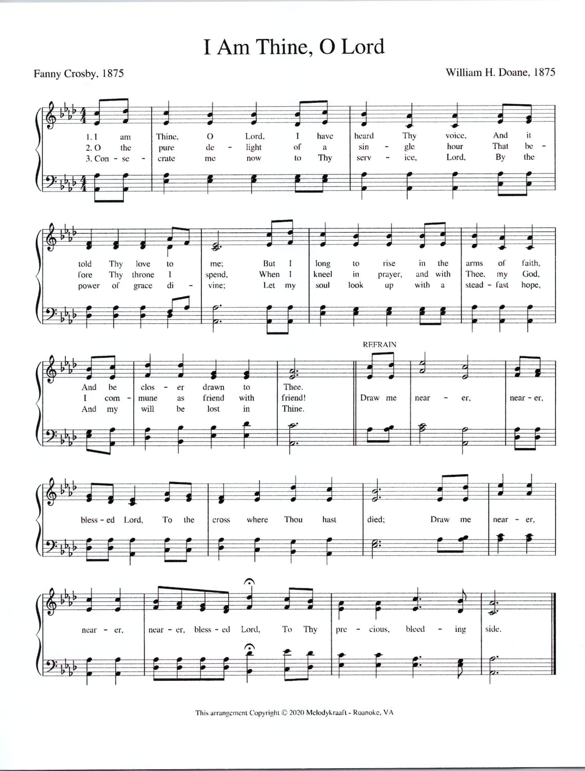 I Am Thine O Lord - Digital Hymn Tune - Piano With Lyrics - Key of A ...