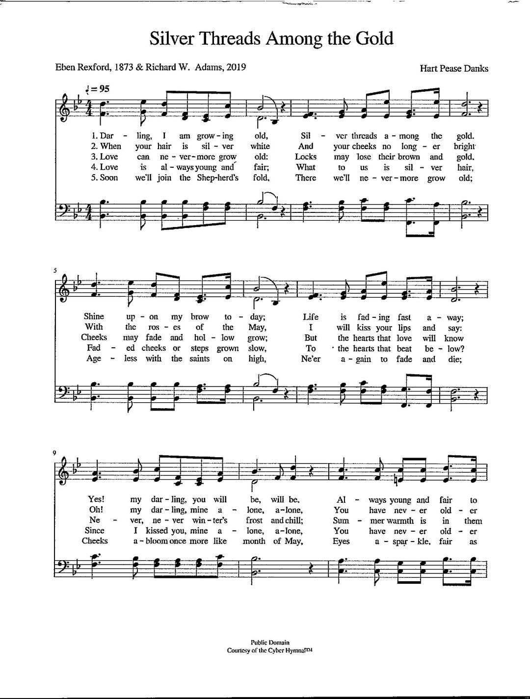 Silver Threads Among the Gold - Digital Piano and Lyrics - Key of B ...