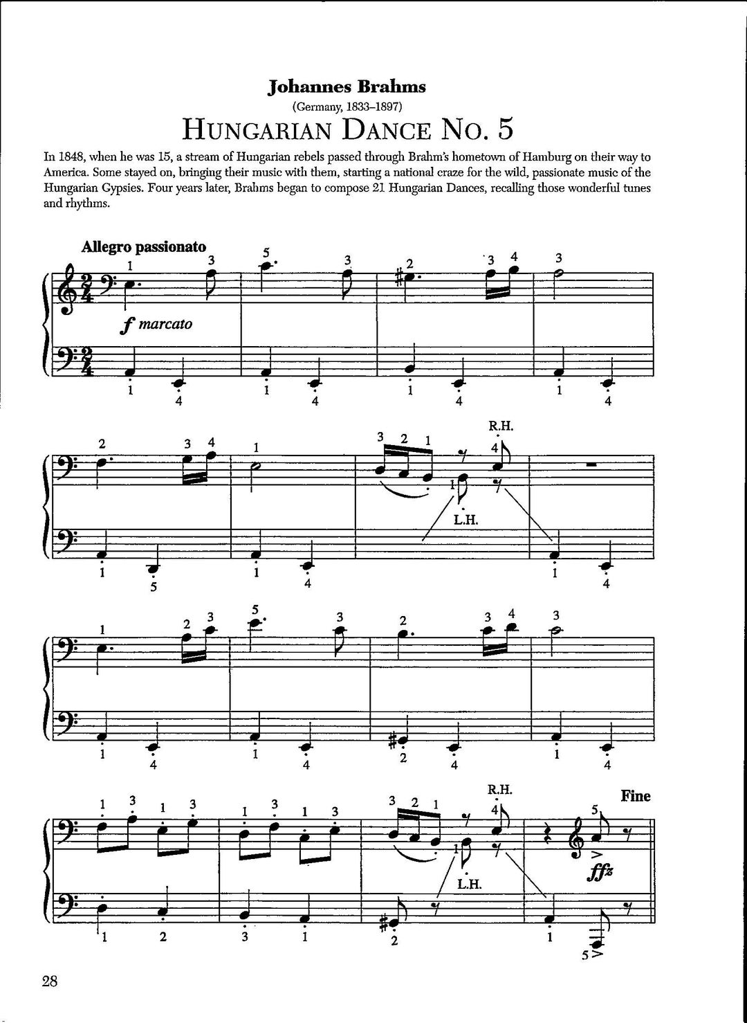 Hungarian Dance No. 5 Digital Sheet Music by Johannes Brahms - Early ...