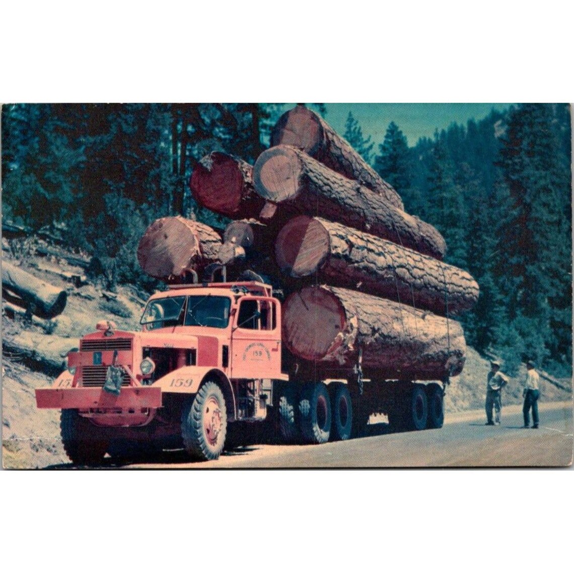 Postcard - Loaded Long Nosed Diesel Logging Truck #159 - Kettlefalls ...