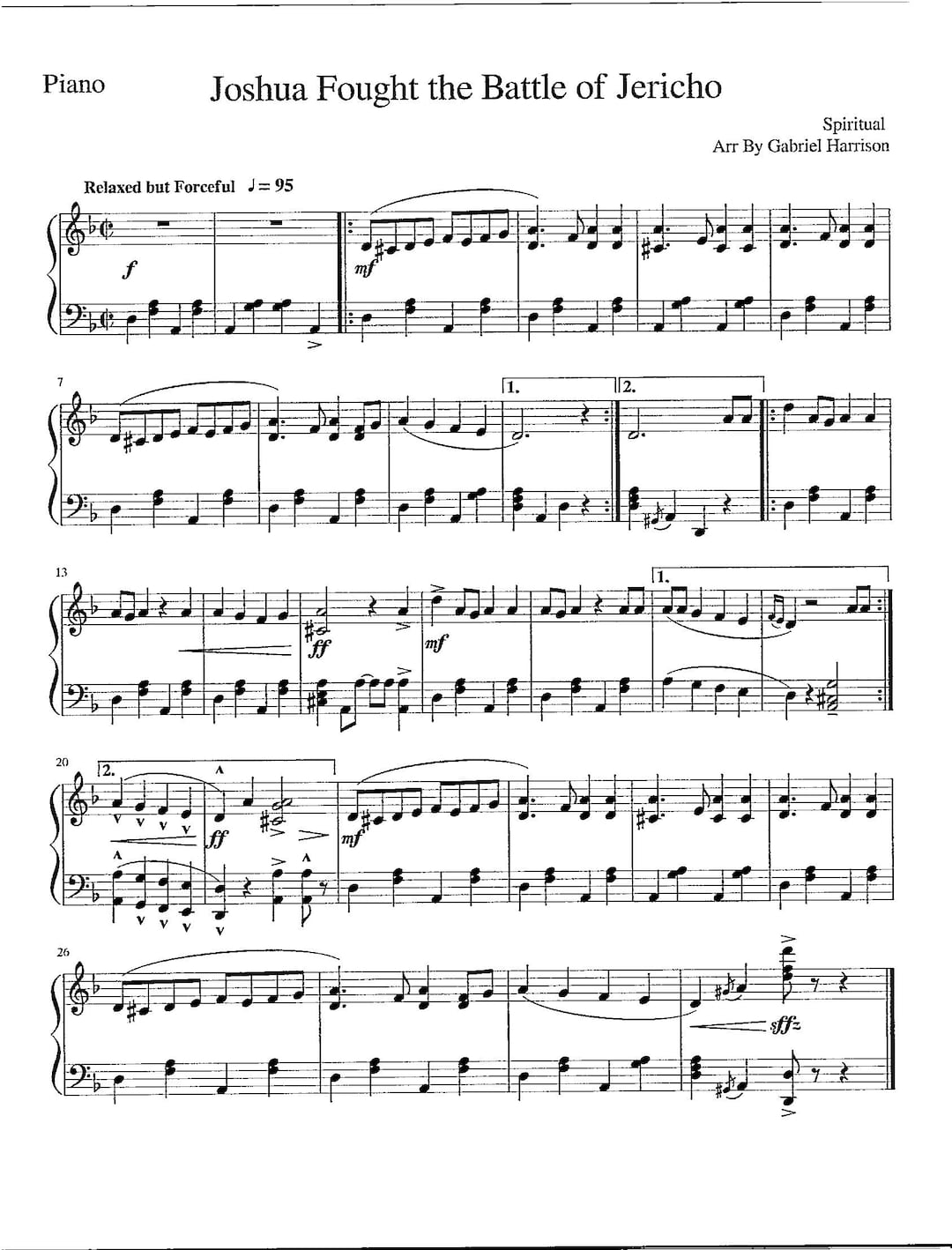 Joshua Fought the Battle of Jericho - Digital Download Spiritual Piano ...
