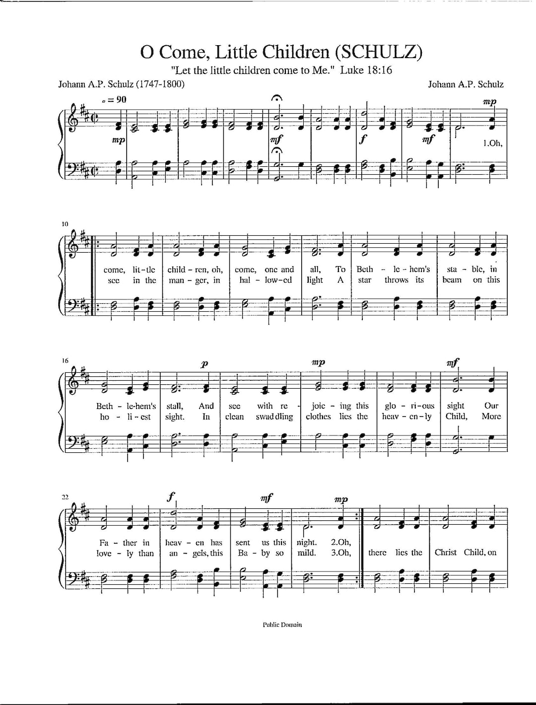 O Come Little Children - Digital Hymn Tune With Lyrics - Key of D - Etsy