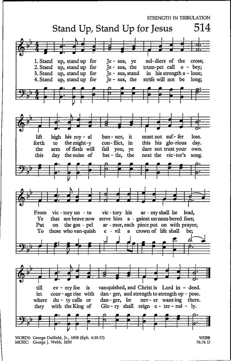 Stand up Stand up for Jesus Hymn Tune - Digital Download Sheet Music ...
