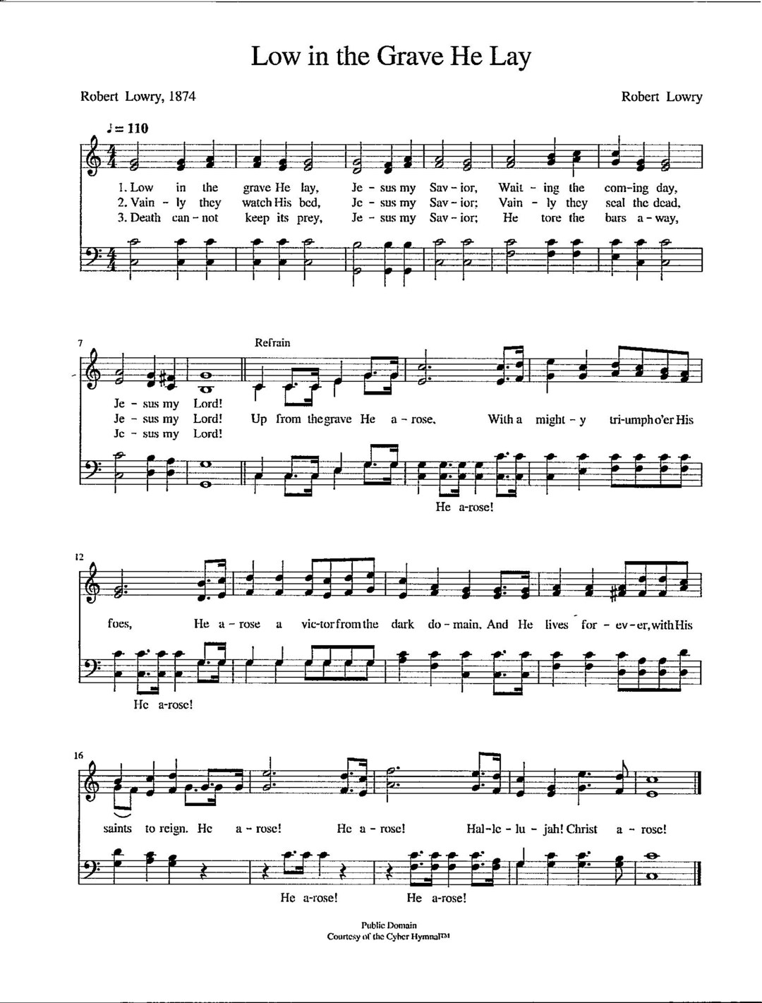 Low in the Grave He Lay - Digital Download Easter Hymn for Piano and ...