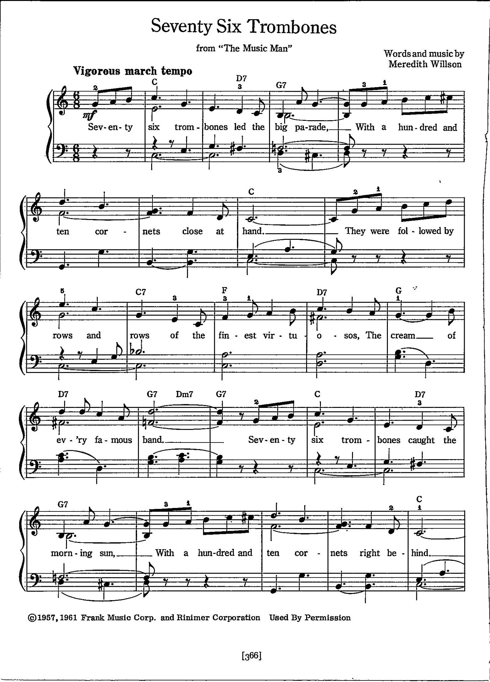 Seventy Six Trombones From "the Music Man" Sheet Music - Digital Movie ...