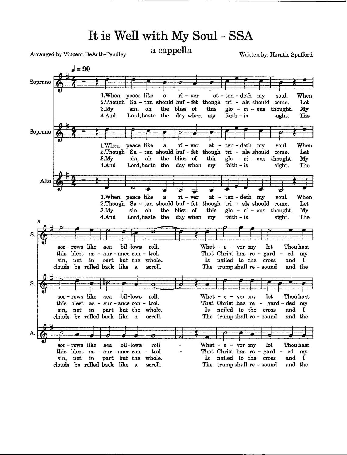 It is Well With My Soul - SSA a Cappella - Digital Printable Hymn Tune ...