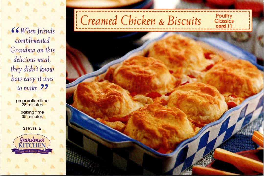 Recipe Card - Creamed Chicken & Biscuits - Printable Download - Etsy