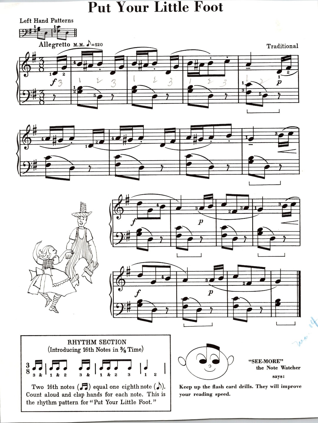 Put Your Little Foot (folk Song) - Digital Piano Sheet Music Key of G ...