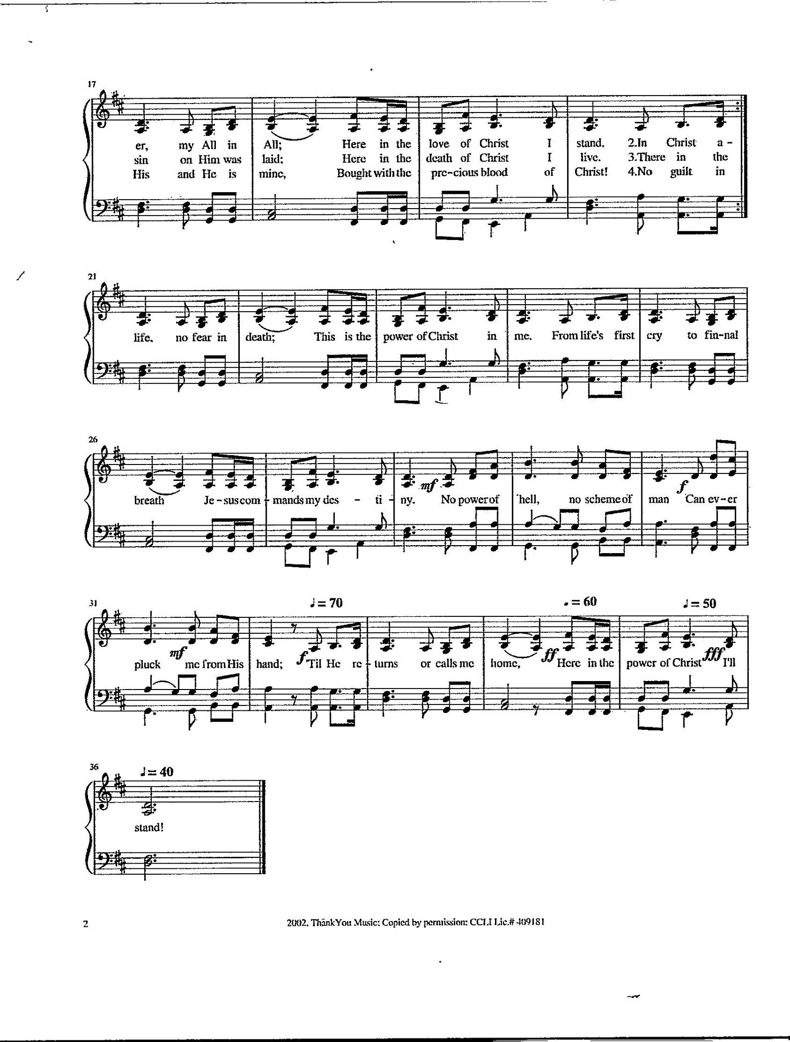 In Christ Alone My Hope is Found - Digital Hymn Tune for Piano and ...