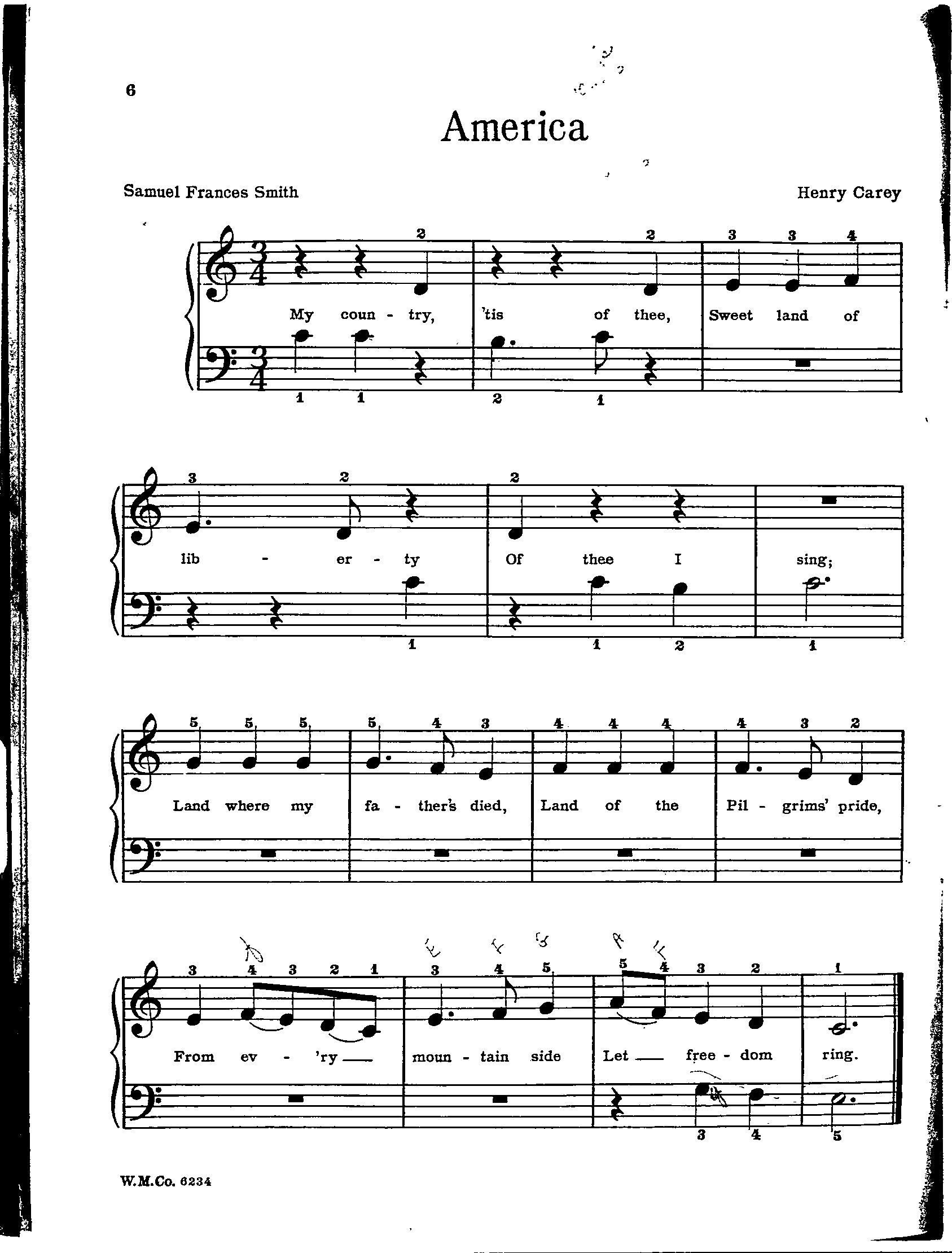 America (my Country Tis of Thee) - Digital Sheet Music for Beginner ...