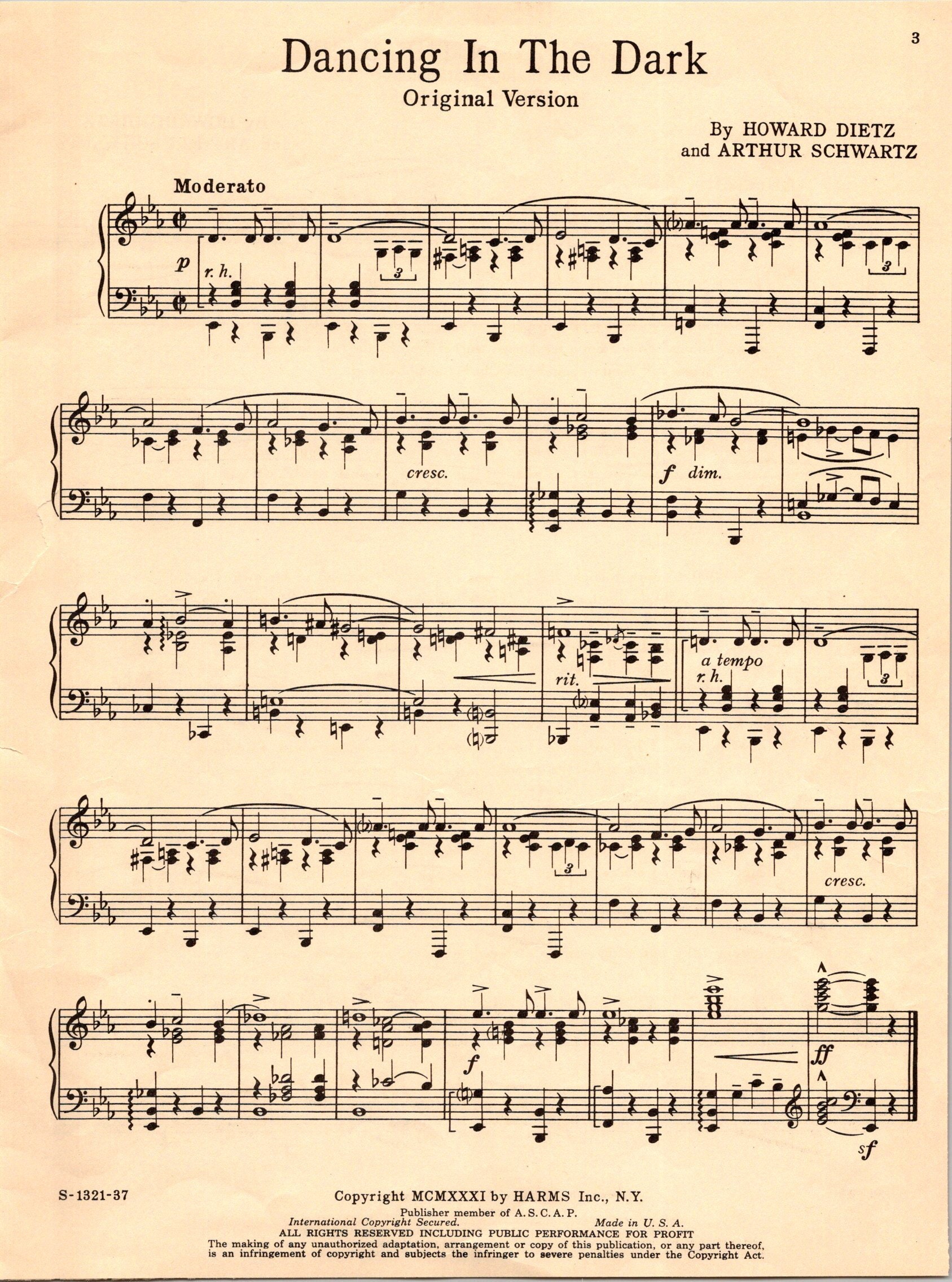 Dancing in the Dark (original Version) Piano Solo - Digital Advanced ...