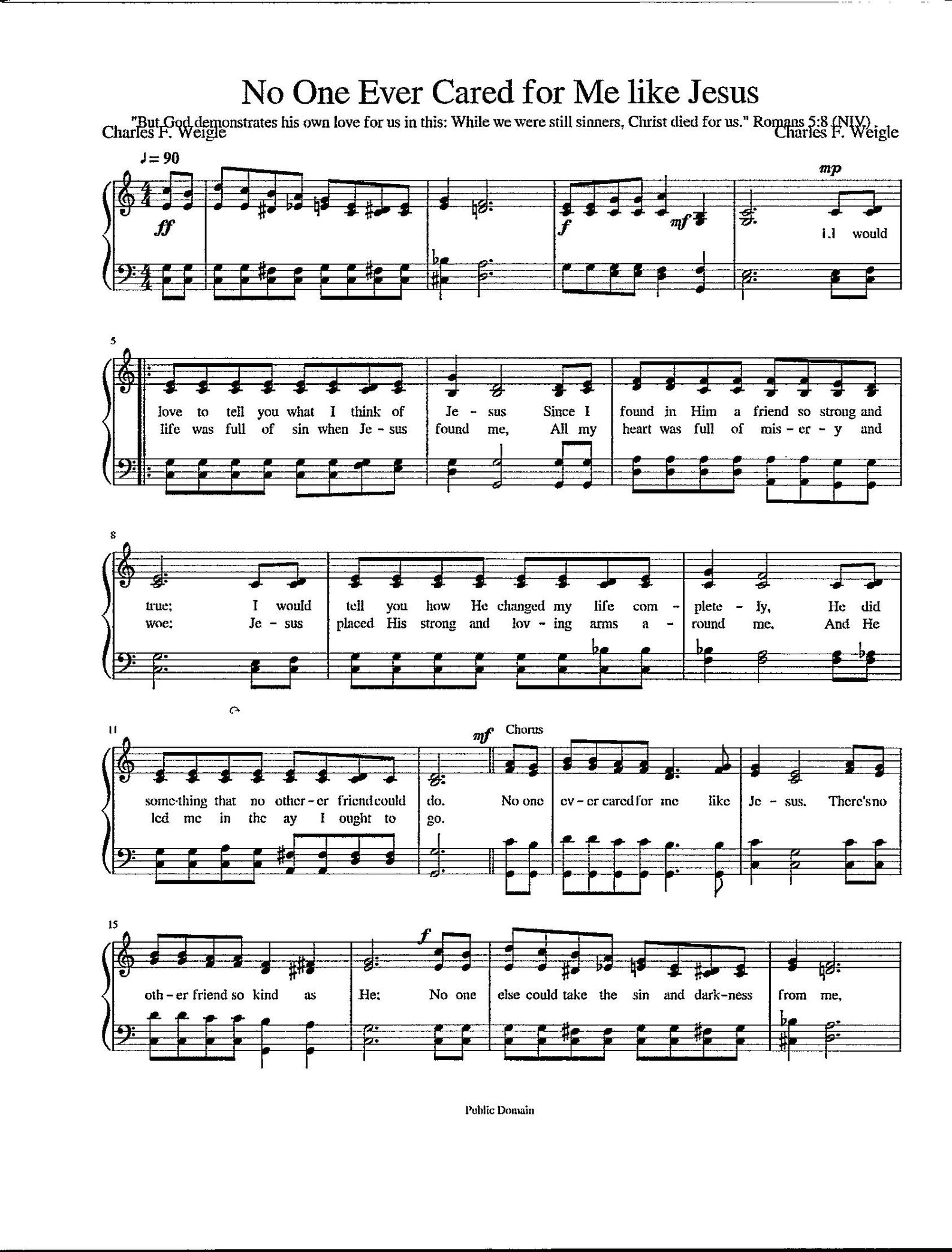 No One Ever Cared for Me Like Jesus - Digital Download Hymn Tune for Piano Organ and Voices - Etsy