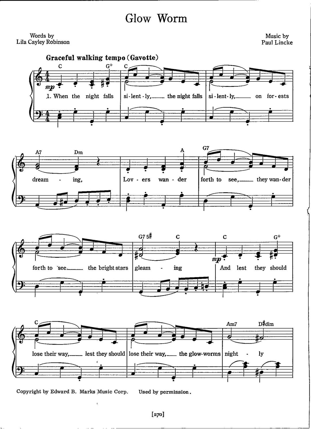Glow Worm - Digital Sheet Music - Key of C - Etsy