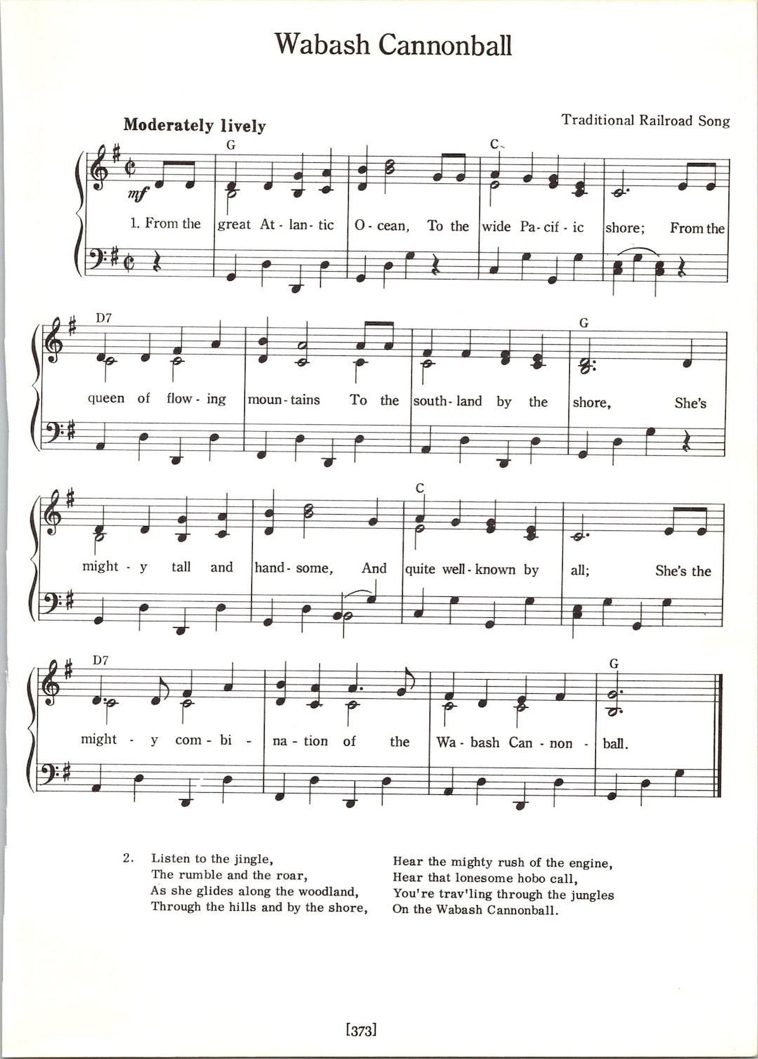 Wabash Cannonball Sheet Music - Digital Traditional Railroad Song - Key ...
