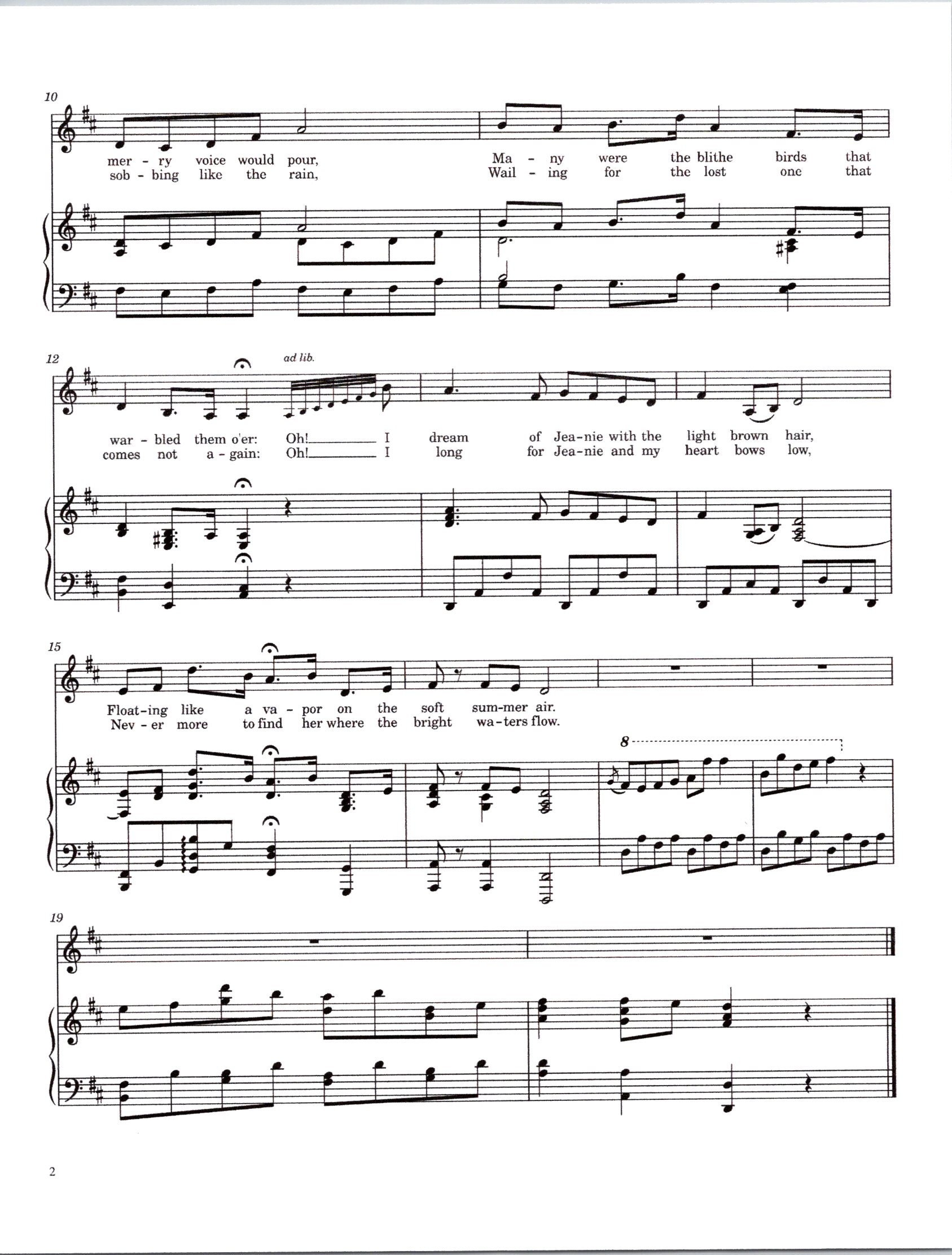 Jeanie With the Light Brown Hair Piano Solo - Digital Sheet Music ...