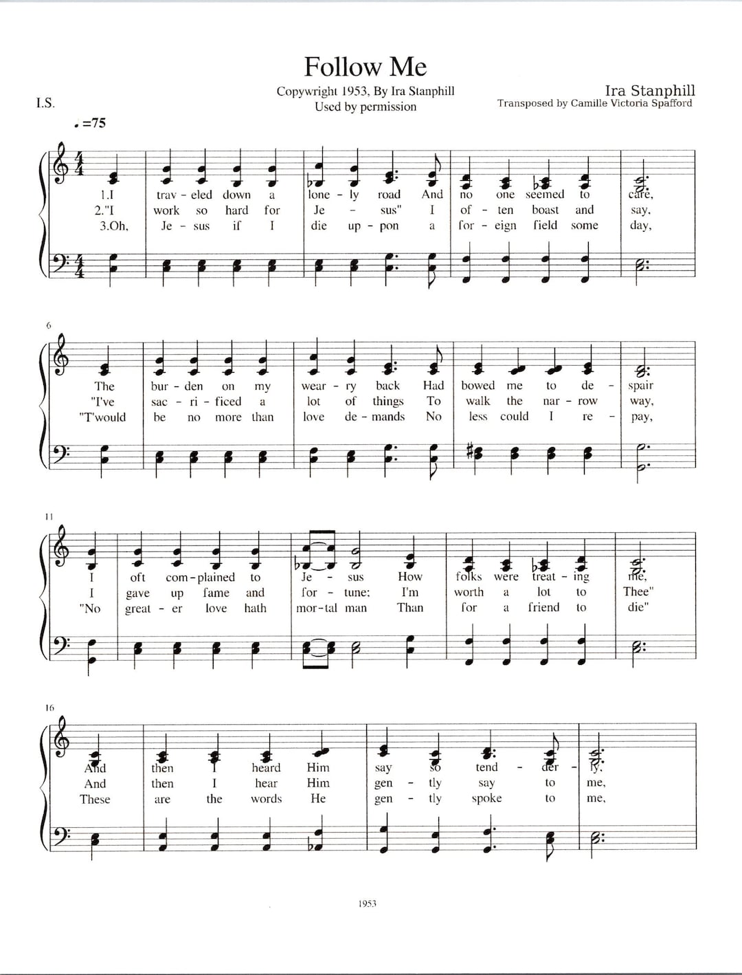 Follow Me - Printable Hymn Tune for Piano/organ With Lyrics - Etsy
