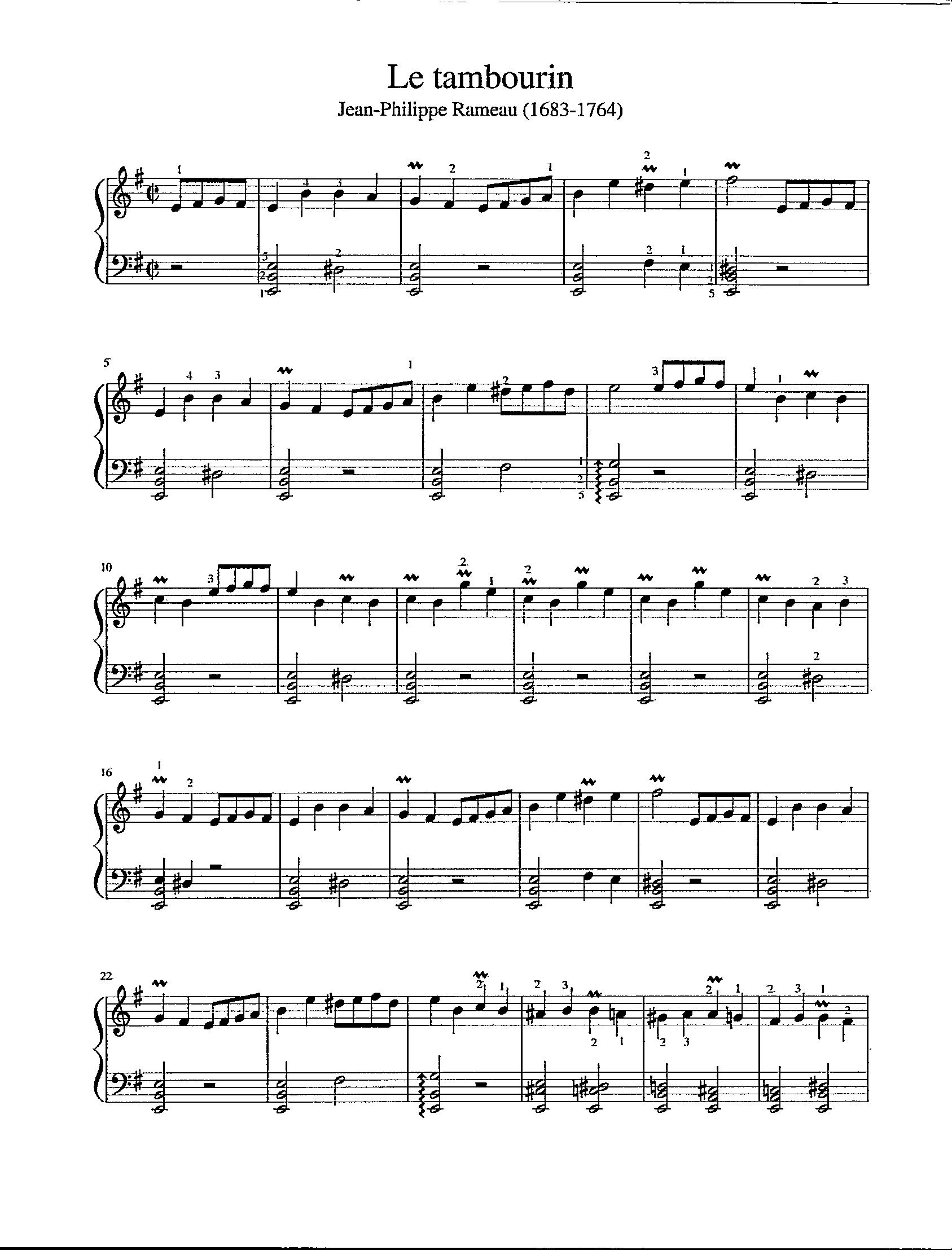 Le Tambourin by Jean-philippe Rameau - Digital Printable Piano Solo - Etsy
