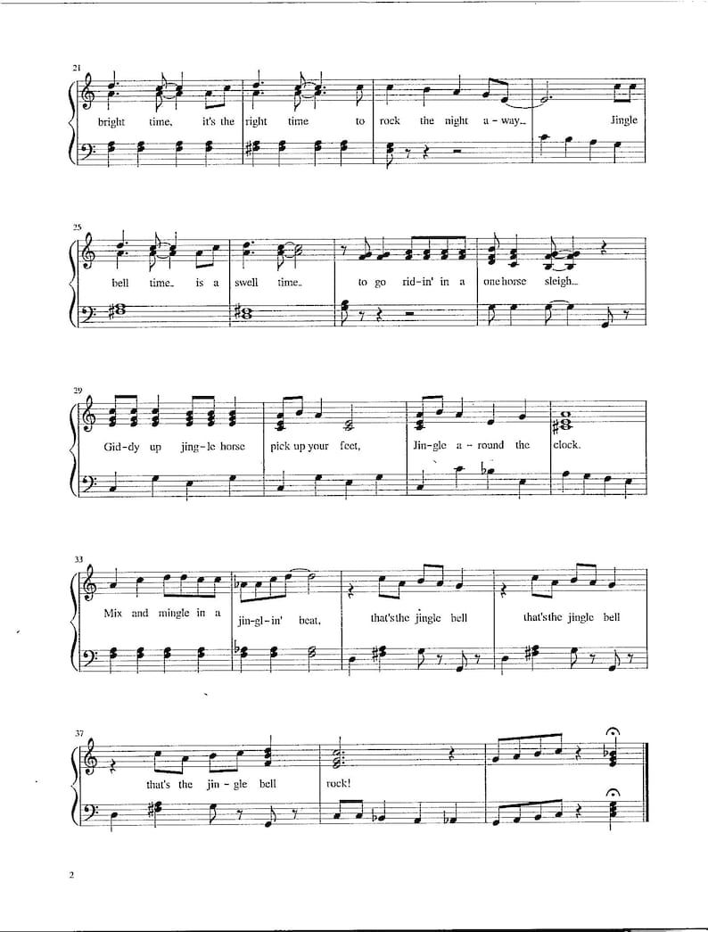 Jingle Bell Rock - Digital Christmas Song With Lyrics - Key of C - Etsy