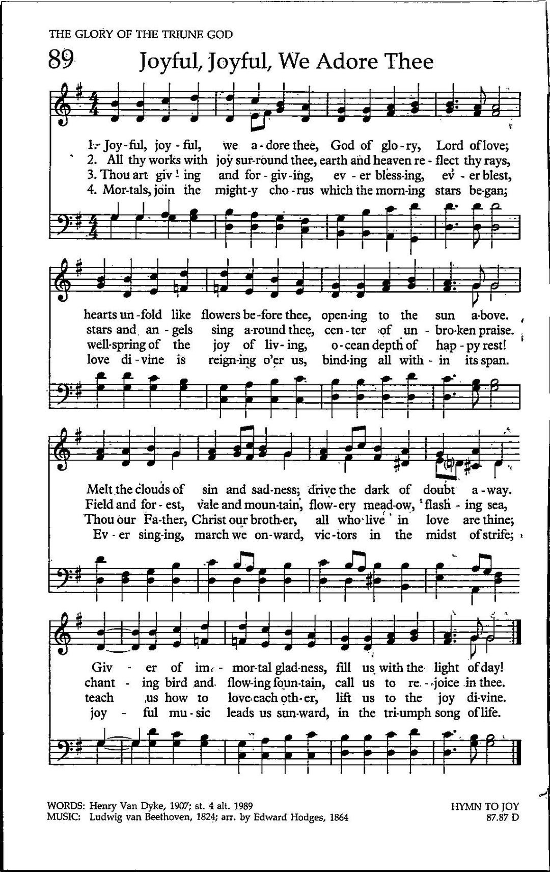 Joyful Joyful We Adore Thee (ode to Joy) - Digital Hymn Tune Sheet ...
