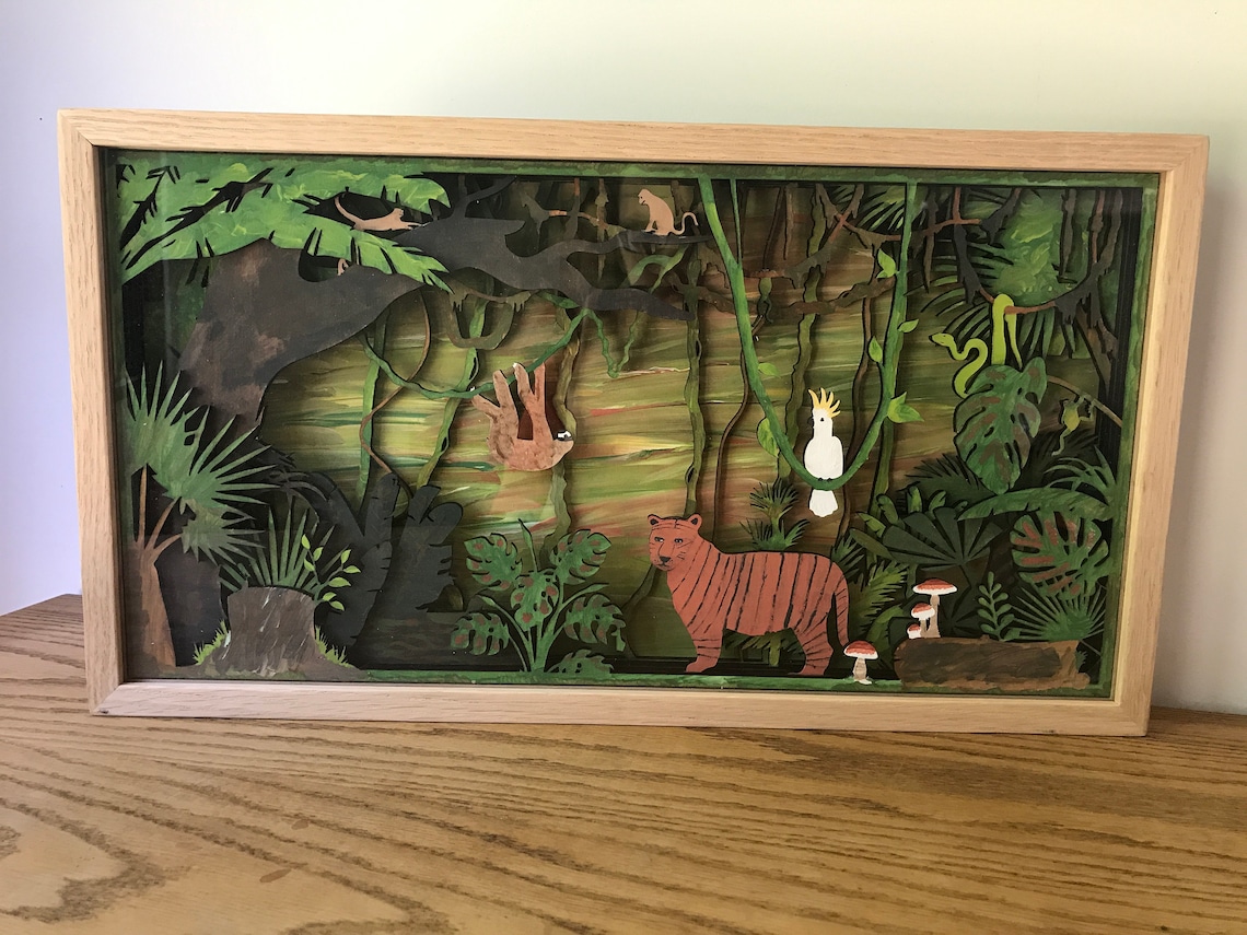 3D Laser Cut Jungle Memory Shadow Box - Etsy UK