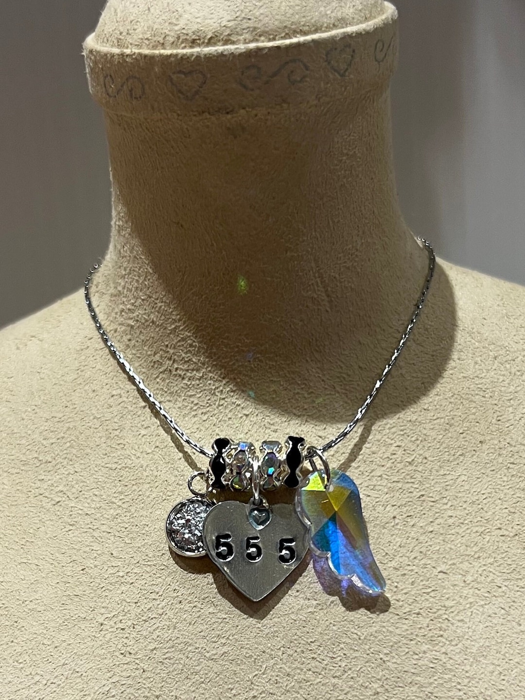 555 Engraved Angel Number Necklace , Lucky Number Pendant, Angel Number ...